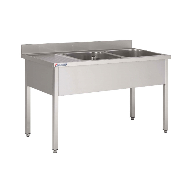 Largeur 1600 - 2 bacs à droite (LG850018)- Plonge inox 1 bac ou plonge inox 2 bacs avec ou sans ...