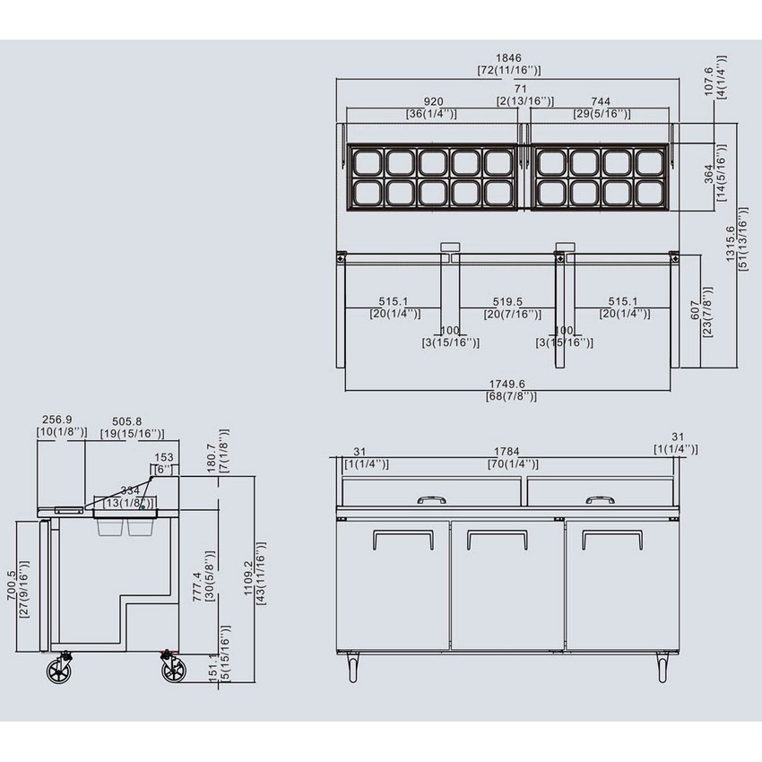 Saladette 3 portes GN1/6 à 2 capots - ATOSA - Restauration ...